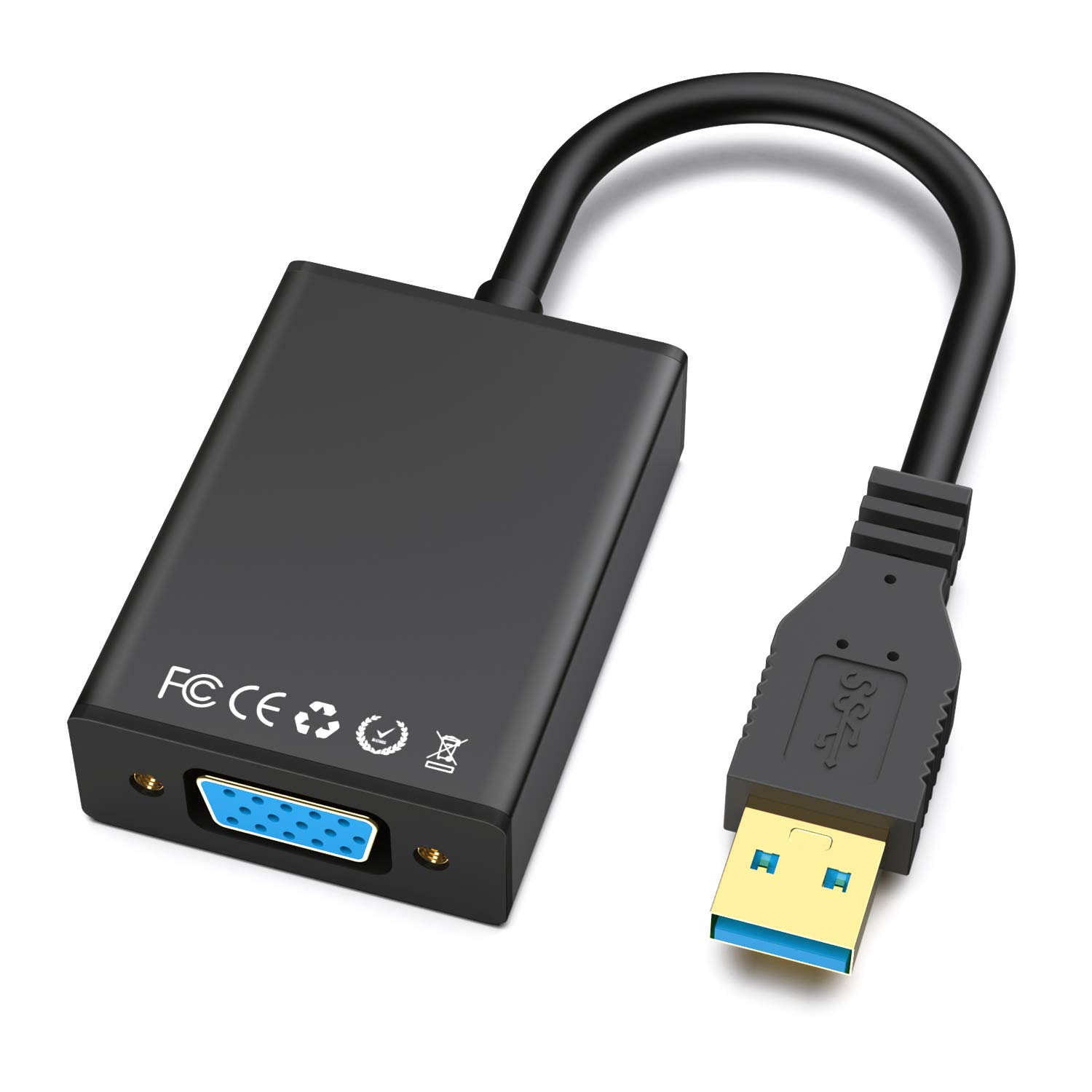 ABLEWE USB to VGA Adapter, USB 3.0/2.0 to VGA Multi-Display Converter Support Resolution 1080p for Win 7/8/8.1/10(Not Support MAC/Chromebook)