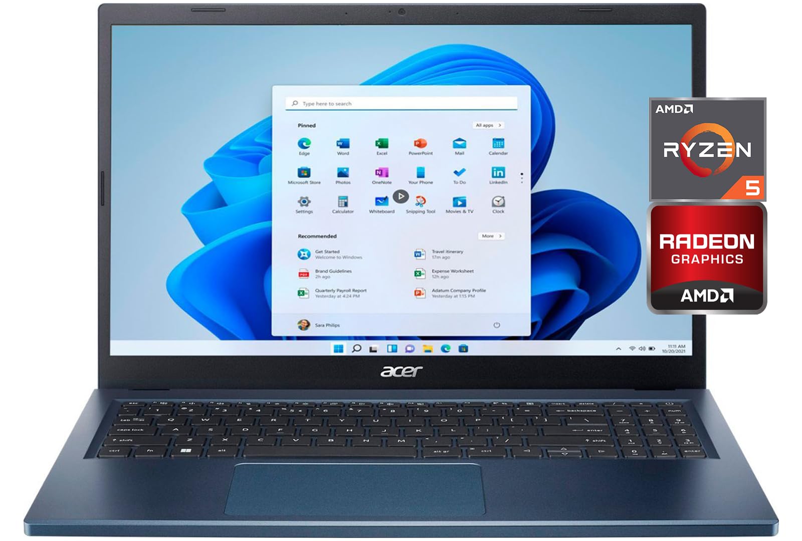 Acer - Aspire 3 Thin Light Laptop - 15.6" Full HD IPS Touch Display, AMD Ryzen 5 7520U Quad-Core Processor, AMD Radeon Graphics, 8GB RAM LPDDR5, 512GB SSD, Wi-Fi 6, Windows 11 Home