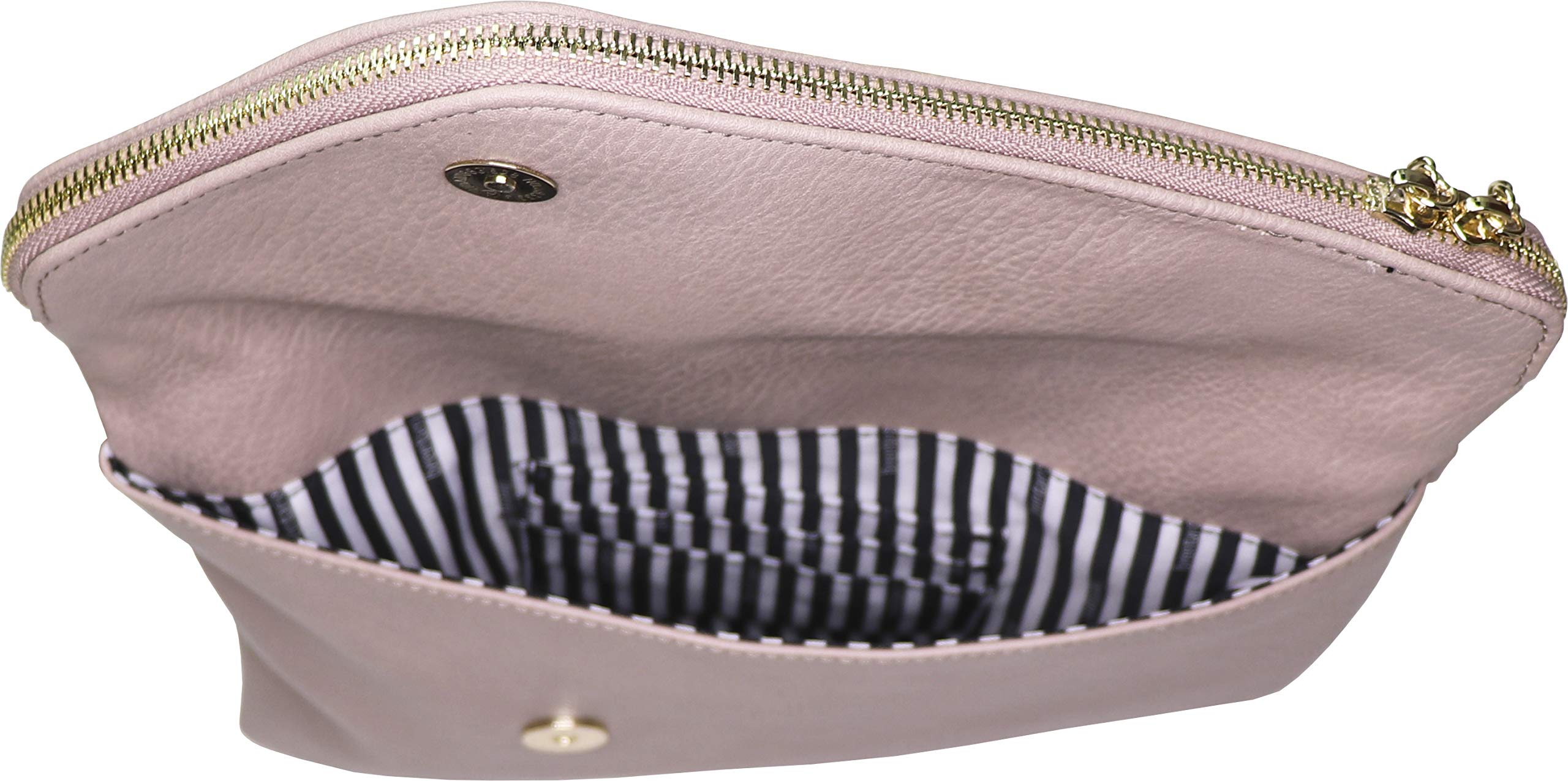 B BRENTANO Fold-Over Envelope Wristlet Clutch Crossbody Bag (Blush)