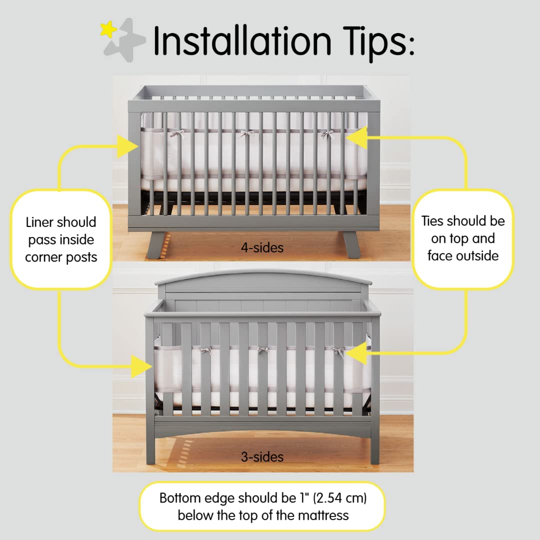 BreathableBaby Breathable Mesh Liner for Full-Size Cribs, Classic 3mm Mesh, Light Pink (Size 4FS Covers 3 or 4 Sides)