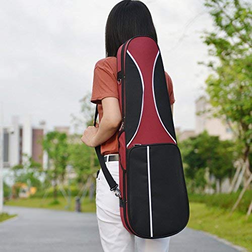 4/4 Full Size Violin Case FINO Professional Oblong Violin Hard Case with Built-in Hygrometer,Super Lightweight Portable Carrying Bag Slip-On Cover with Backpack Straps (red)