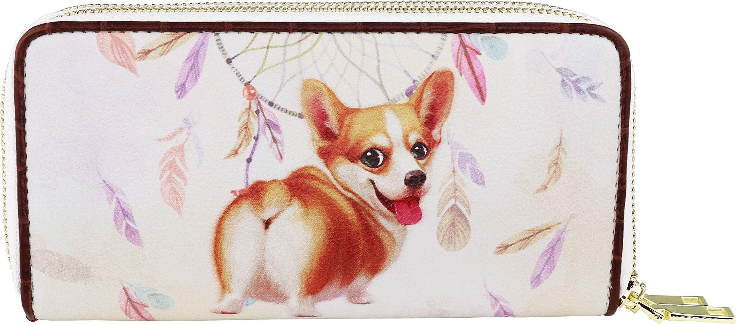 B BRENTANO Vegan Cute Animal Graphic Wallet Clutch with Removable Strap (Boho Fiona)