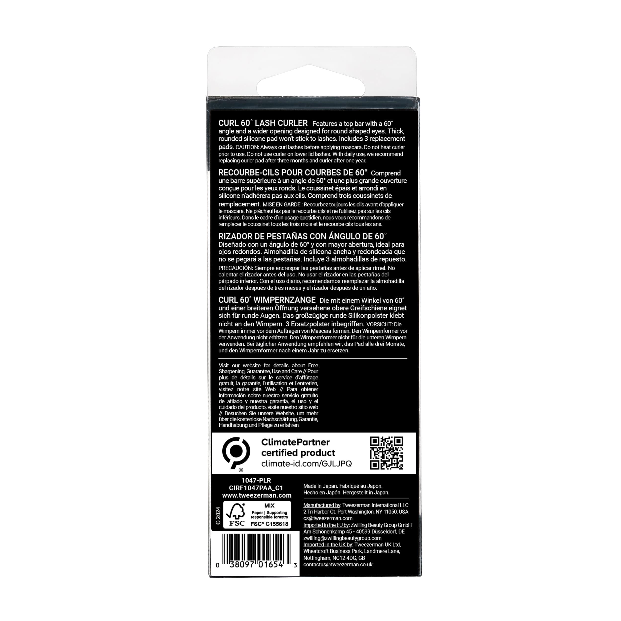 Tweezerman Curl 60" Lash Curler Model No. 1047-PLR