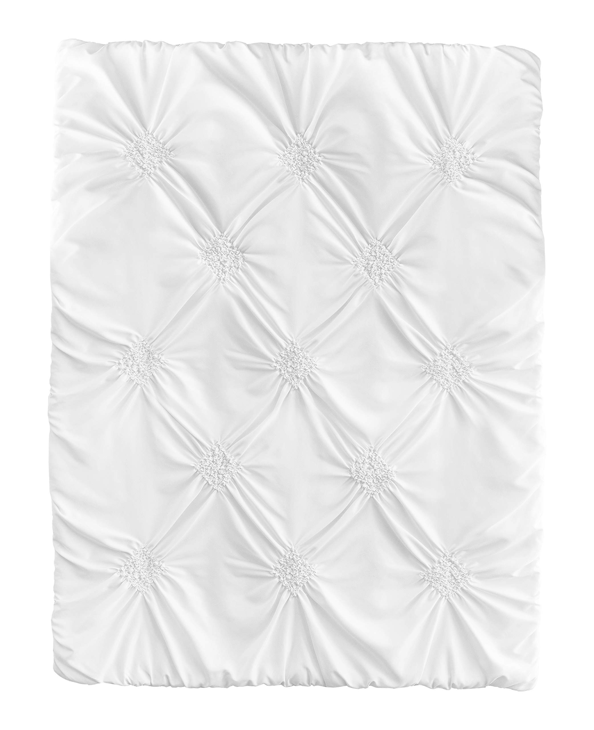 Sweet Jojo Designs Solid Color White Shabby Chic Harper Baby Girl Crib Bedding Set 4 pieces