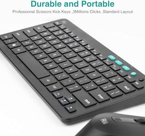 Rii RKM709 2.4 Gigahertz Ultra-Slim Wireless Keyboard and Mouse Combo, Multimedia Office Keyboard for PC, Laptop and Desktop,Business Office(Black)