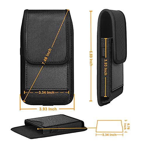 ykooe PU Holster for iPhone 14 13 12 11 Pro Max, XR, XS MAX, 8 Plus Samsung Galaxy S22 S20 S21 FE Note 20 S21 Ultra Plus A13 A12 A32 A42 A52 A53 Moto G Nylon Phone Carrying Pouch with Card, Black