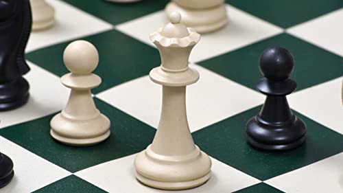 CHESSBAZAAR Study Library Tournament Plastic Chess Pieces & Roll Up Chess Board Combo |32 Pieces with 15 Inches Rollup Chessboard | Weight-340 grams | Black & Off-white |Plastic chess Set | Board Game