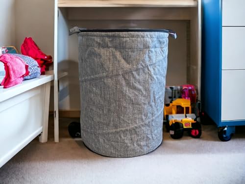 Toy Storage Basket with Cityscape Playmat - 11.8" Drawstring Toy Storage Bag with Foldable Play Mat Featuring Nonslip Backing - Portable Slide-Away Toy Storage Basket for Playrooms/Home/Travel