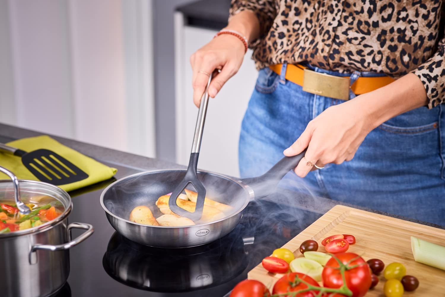 RÖSLE Basics Line Frying Pan with ProPlex Non-Stick Coating, 8-inch