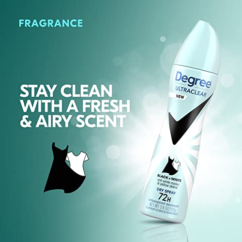 Degree UltraClear Antiperspirant Deodorant Dry Spray Anti White Marks and Yellow Stains Black+White Deodorant for Women 3.8 oz