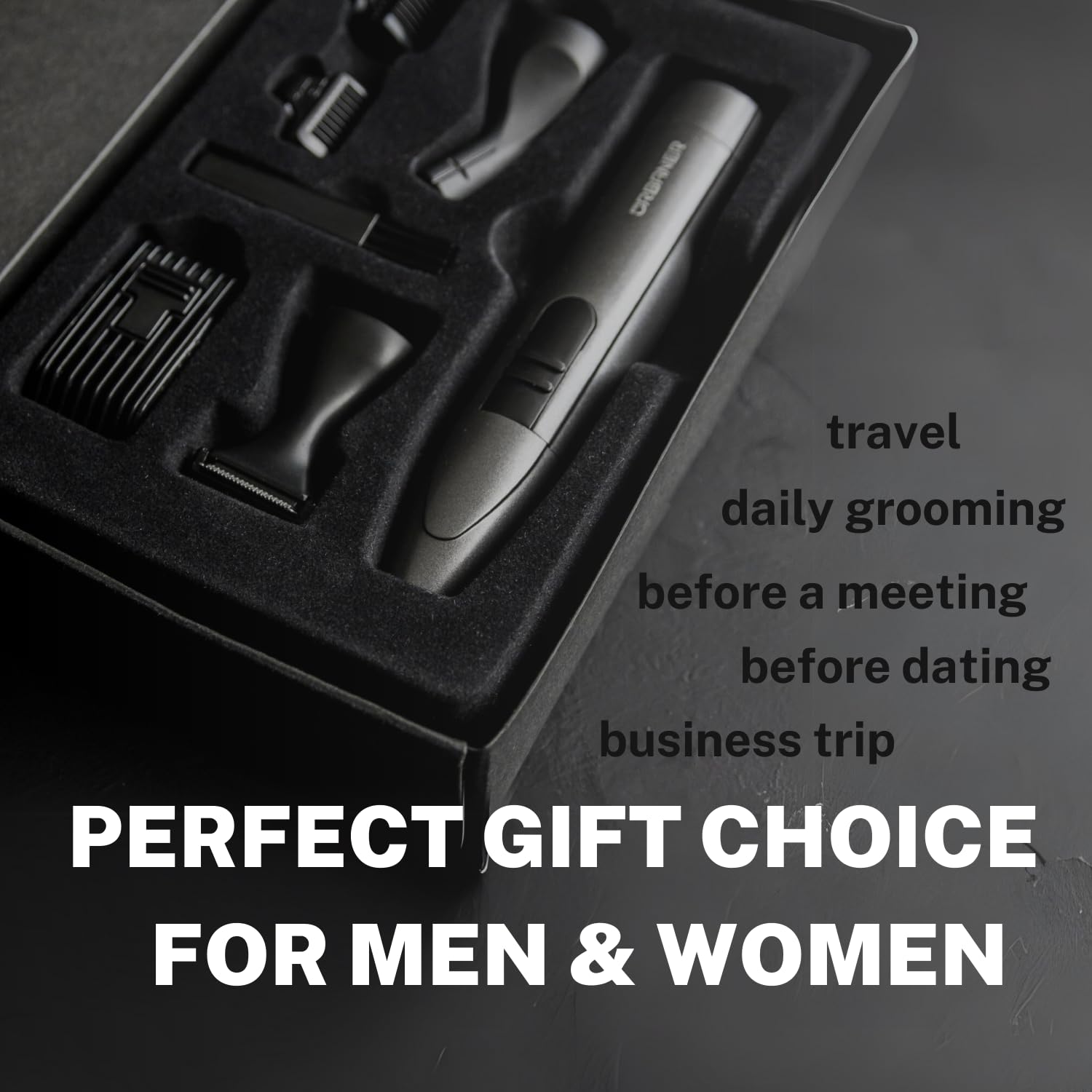 URBANER Beard Trimmer for Men, Waterproof Grooming Kit, Portable Nose and Ear Hair Clippers, 6 Pieces Set, Battery Included, Mustache Trimmer Gift for Men, MB-980