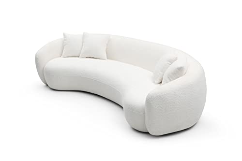 ERYE Modern Half Moon Comfy Sectional Leisure Couch,102" Teddy Fleece Boucle Curved Sofa, Beautiful Freestanding 5 Seats Sofa&Couch for Living Room, Professionally Perfect Shape More Decorative
