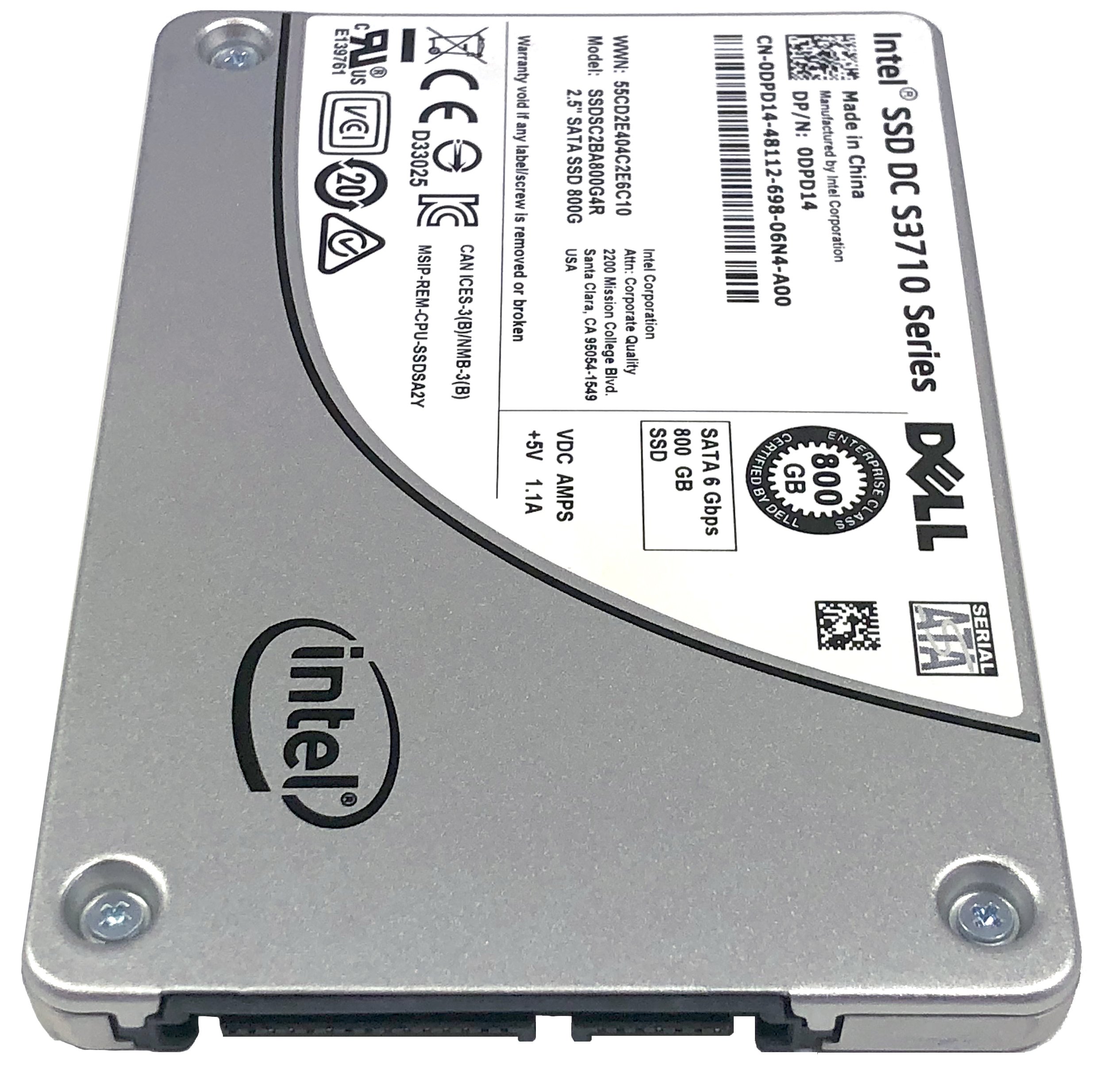 Dell | DPD14 | Intel DC S3710 Series - SSDSC2BA800G4R | 800GB 2.5" SATA 6Gbps | MLC | HET | Solid State Drive (SSD)
