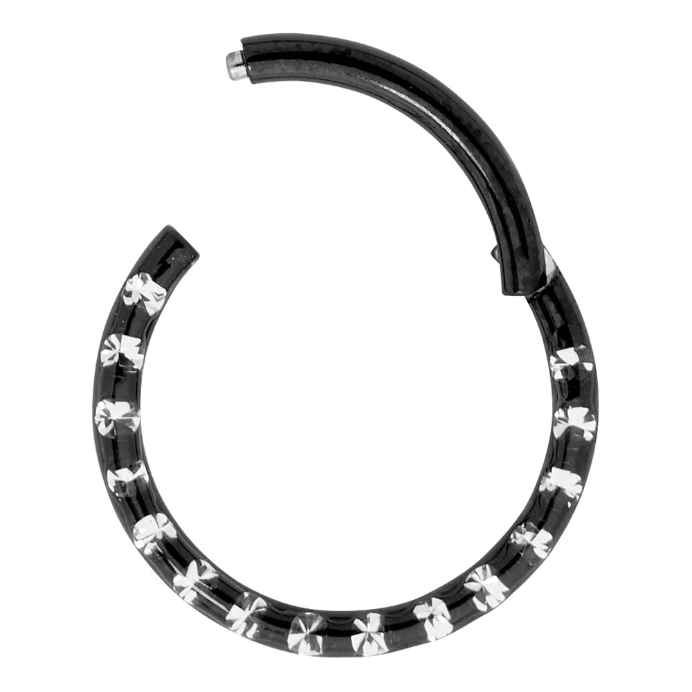 365 Sleepers G23 Titanium 16G 6mm - 10mmGem Hinged Hoop Segment Nose Ring Helix Tragus Septum Unisex Earring Body Piercing Jewelry