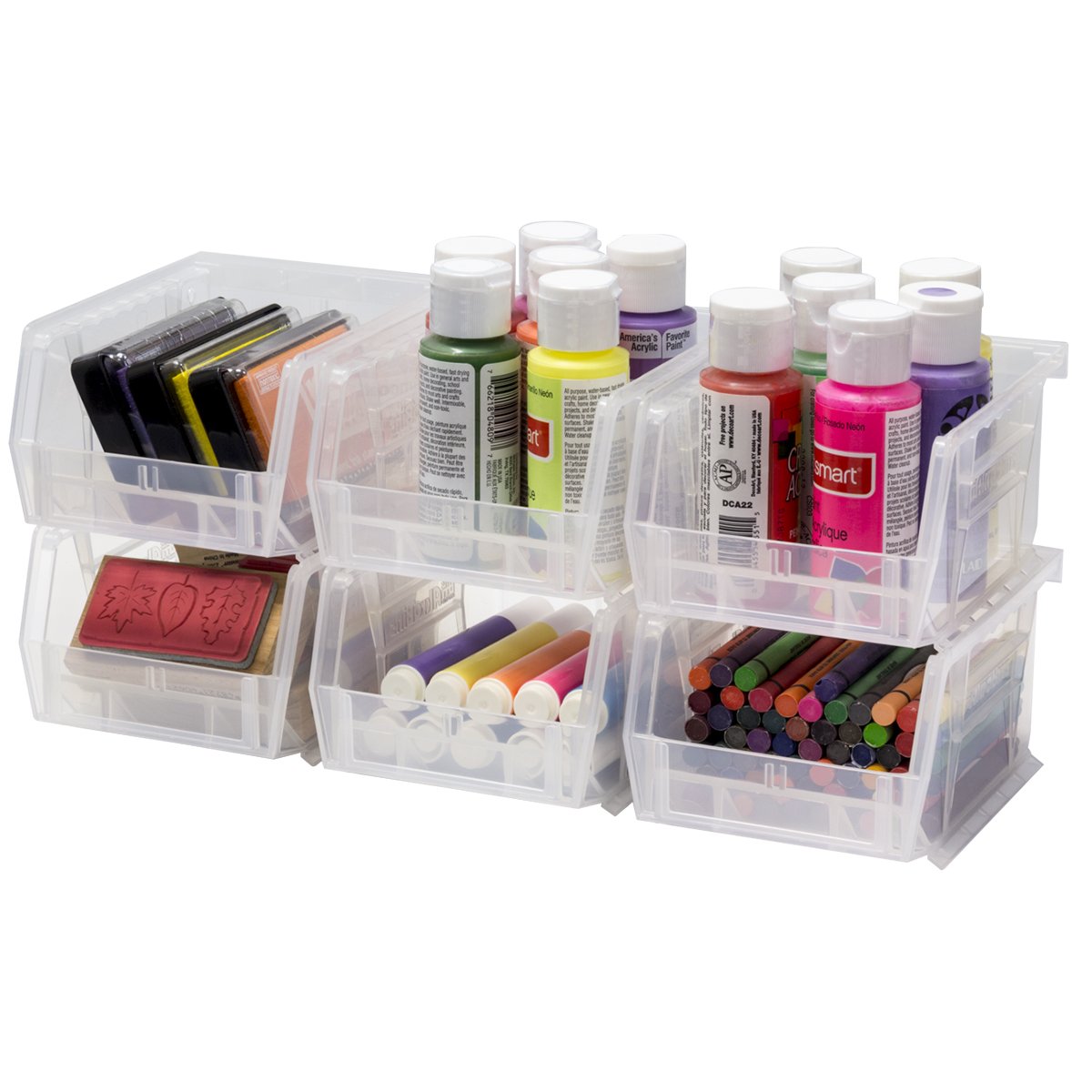 Akro-Mils 30210 AkroBins Plastic Hanging Stackable Storage Organizer Bin, (5-Inch x 4-Inch x 3-Inch), Red, 6-Pack