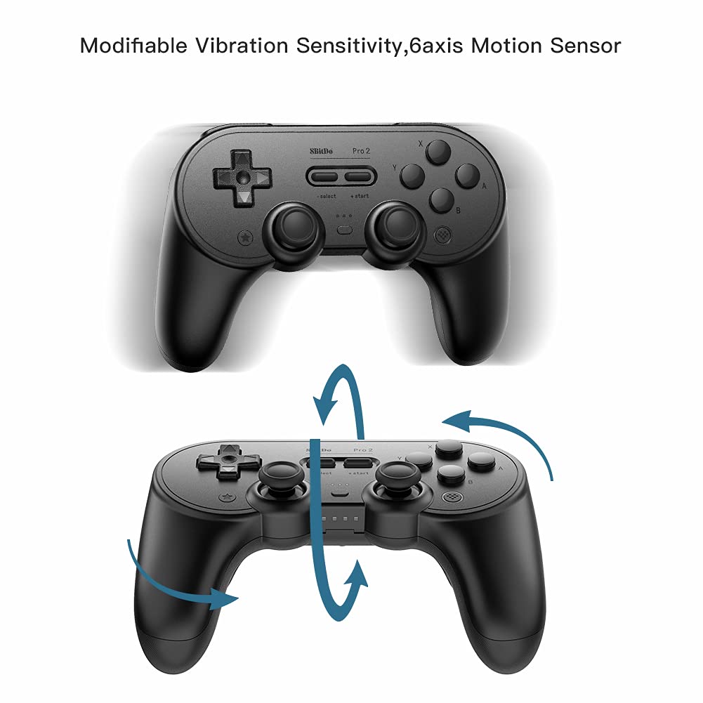 8Bitdo Pro 2 Bluetooth Controller - Hall Effect Joystick Update, for Switch, Windows, Apple, Android, Steam Deck, and Raspberry Pi (Black)