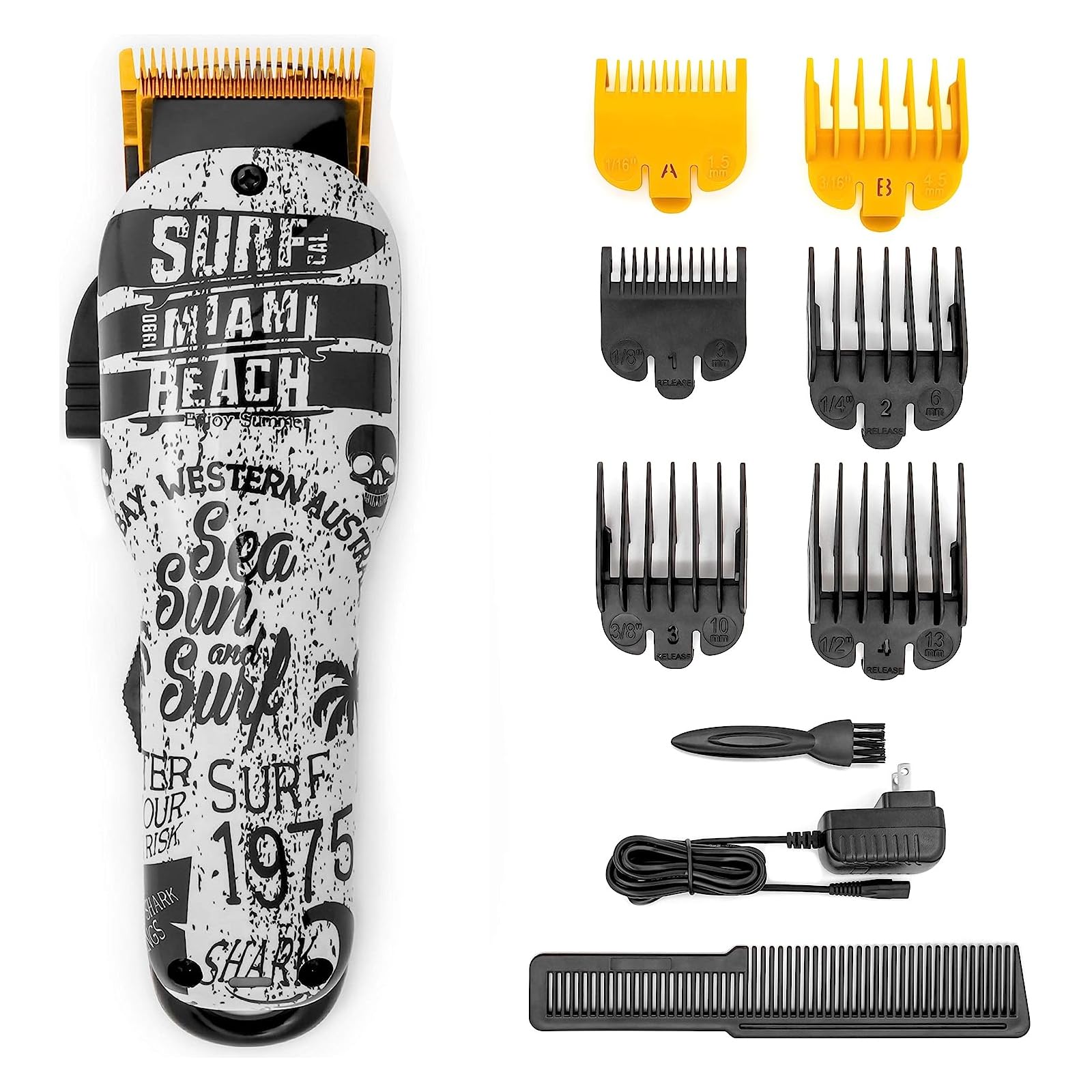 HONGNAL Professional Pro Hair Clippers Cutting Kit,2000mA Powerful Electric Cutting Trimmer Set,Hair Cutting Kit Cordless for Men,Great for Barbers and Stylists((Summer Beach)