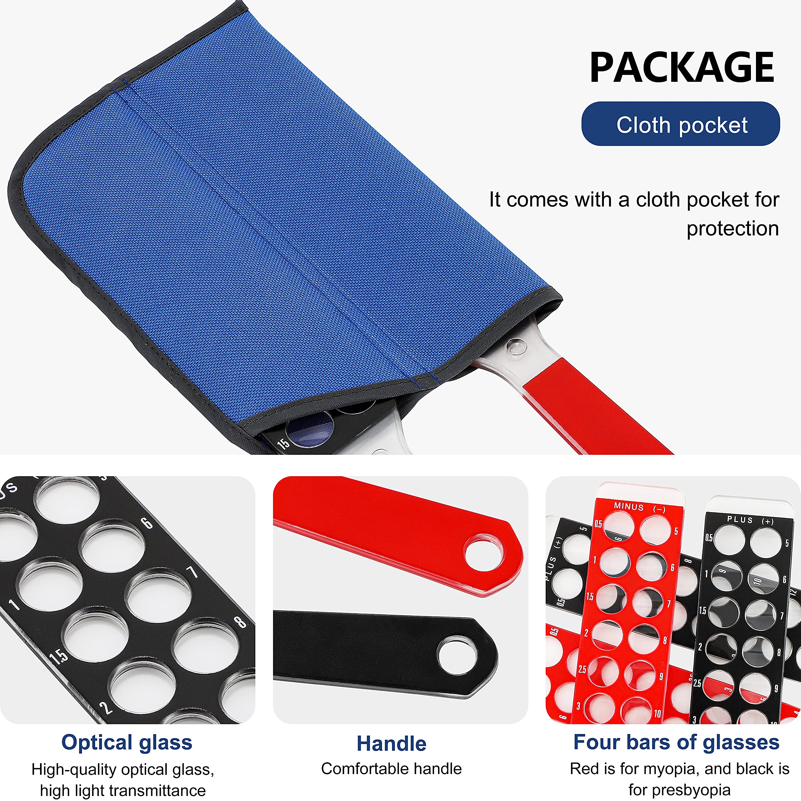 Hanchen Optical Retinoscopy Rack Lens Set 2 Sets for The Quick Examination of Diopter of Spectacles 2 Bars 32 Lenses with a Leather Pocket Sphere: +/- 0.5, 1, 1.5, 2, 2.5, 3, 3.5, 4-10, 12,15