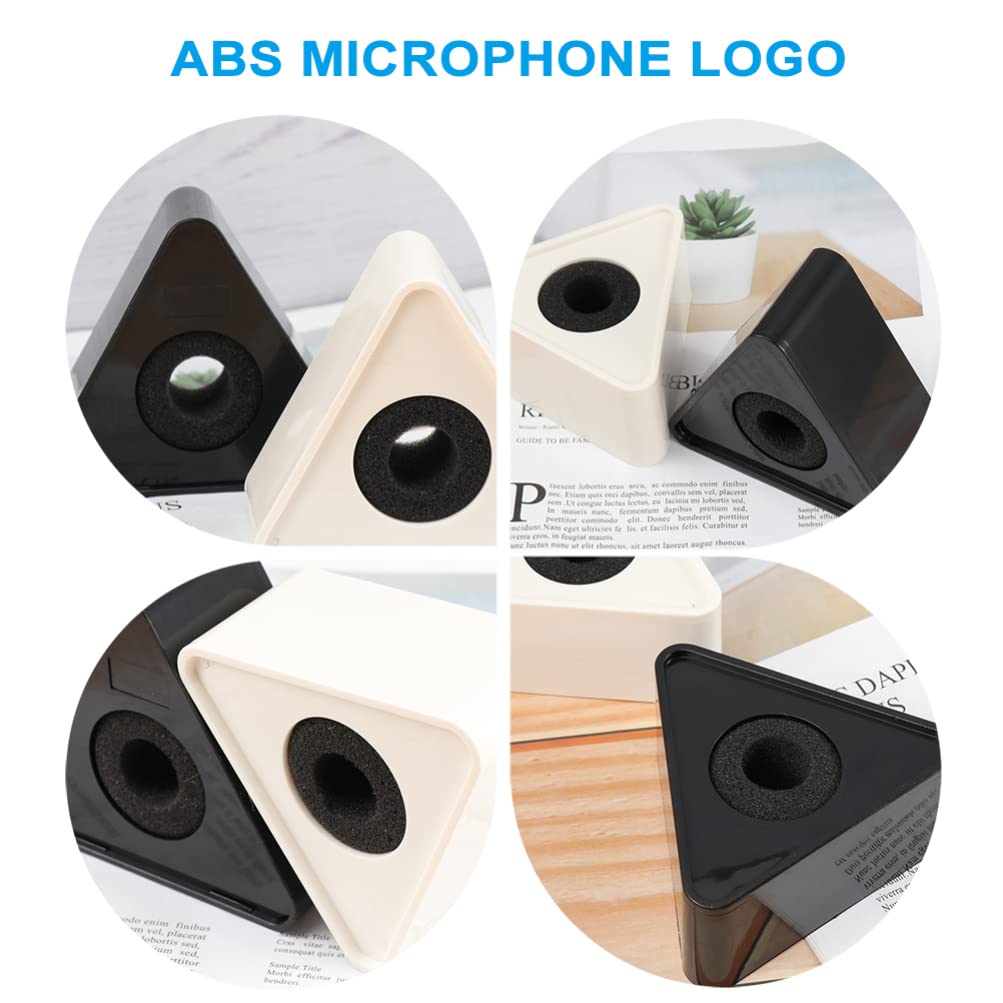 4pcs Microphone Logo Flag Box Triangle Interview Logo Portable ABS Injection Mic Microphone Flag Station Log White Black