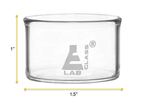 EISCO Crystallizing Dish, 20ml - Flat Bottom, No Spout - Borosilicate 3.3 Glass - Laboratory, Kitchen, Crafts