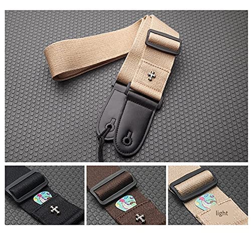 H&Z Simple Guitar Strap Acoustic Folk Guitar Belt Straps Vintage Cross Personality Guitar Straps Pick Pocket Guitar Accessories (black)