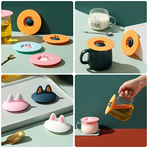 6 PCS Silicone Anti-dust Cup Lids - Food Grade Silicon Mug Cover Heat Resistant Mug Cap, Airtight Cup Cover Reusable Mug Suction Seal Cap for Coffee and Tea