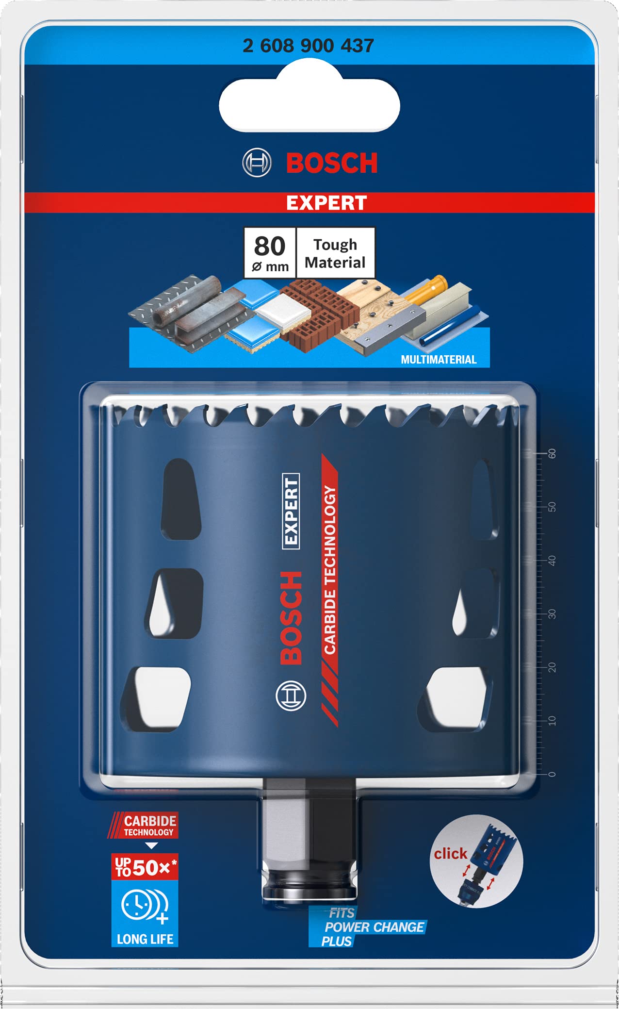 Bosch Professional 1x Expert Tough Material Hole Saw (Ø 80 mm, Accessories Rotary Impact Drill)