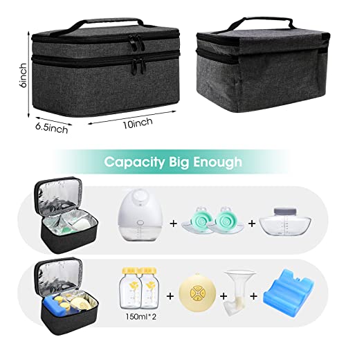Breast Pump Bag Compatible with Willow and Elvie Breast Pump for Working Moms, Carrying Breast Pump Storage Bag with 2 Compartments for Wearable Breast Pump and Accessories(Black)