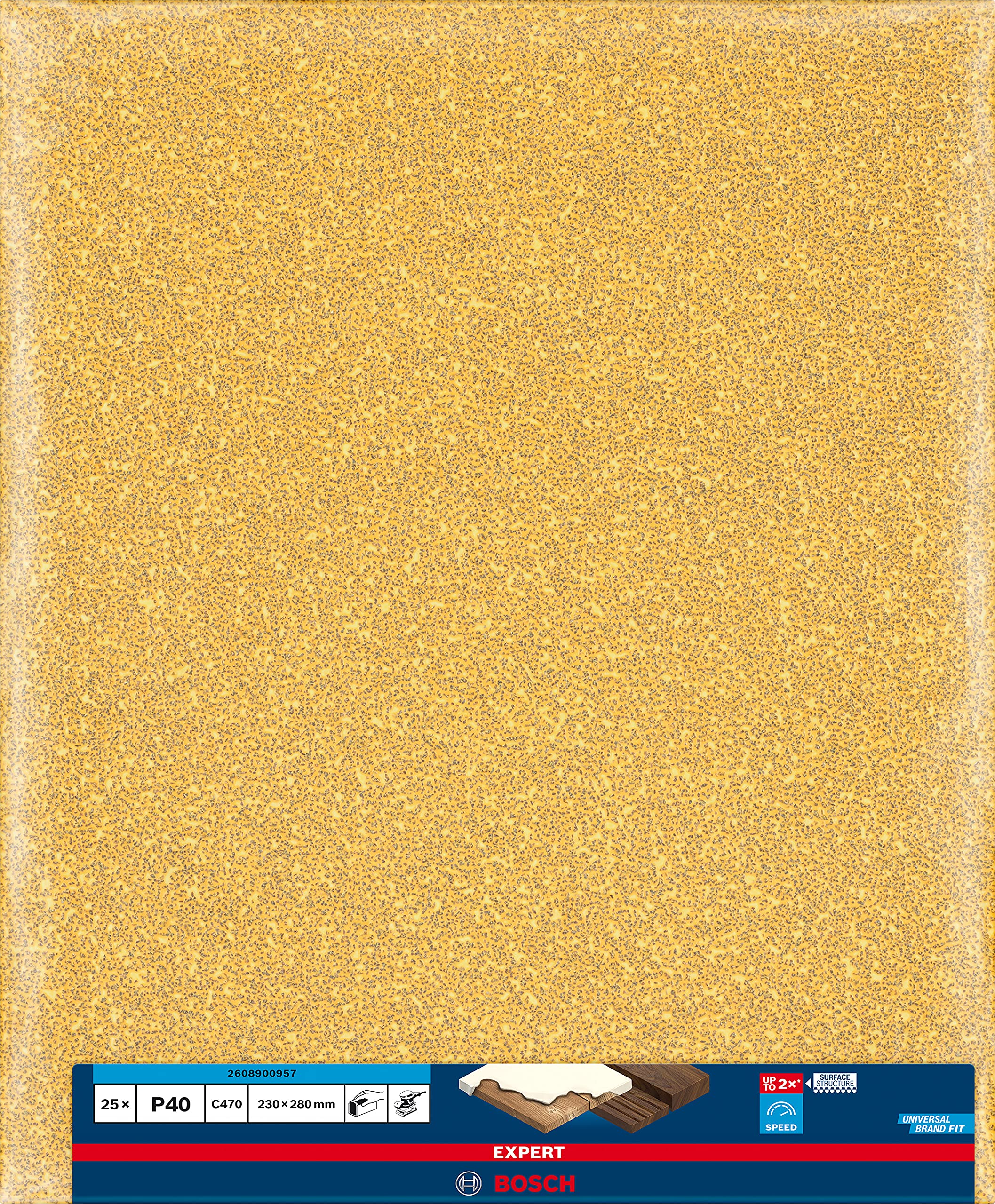 Bosch Professional 1x Expert C470 Sandpaper (for Hardwood, Paint on Wood, 230x280 mm, Grit 180, Accessories Hand Sanding)