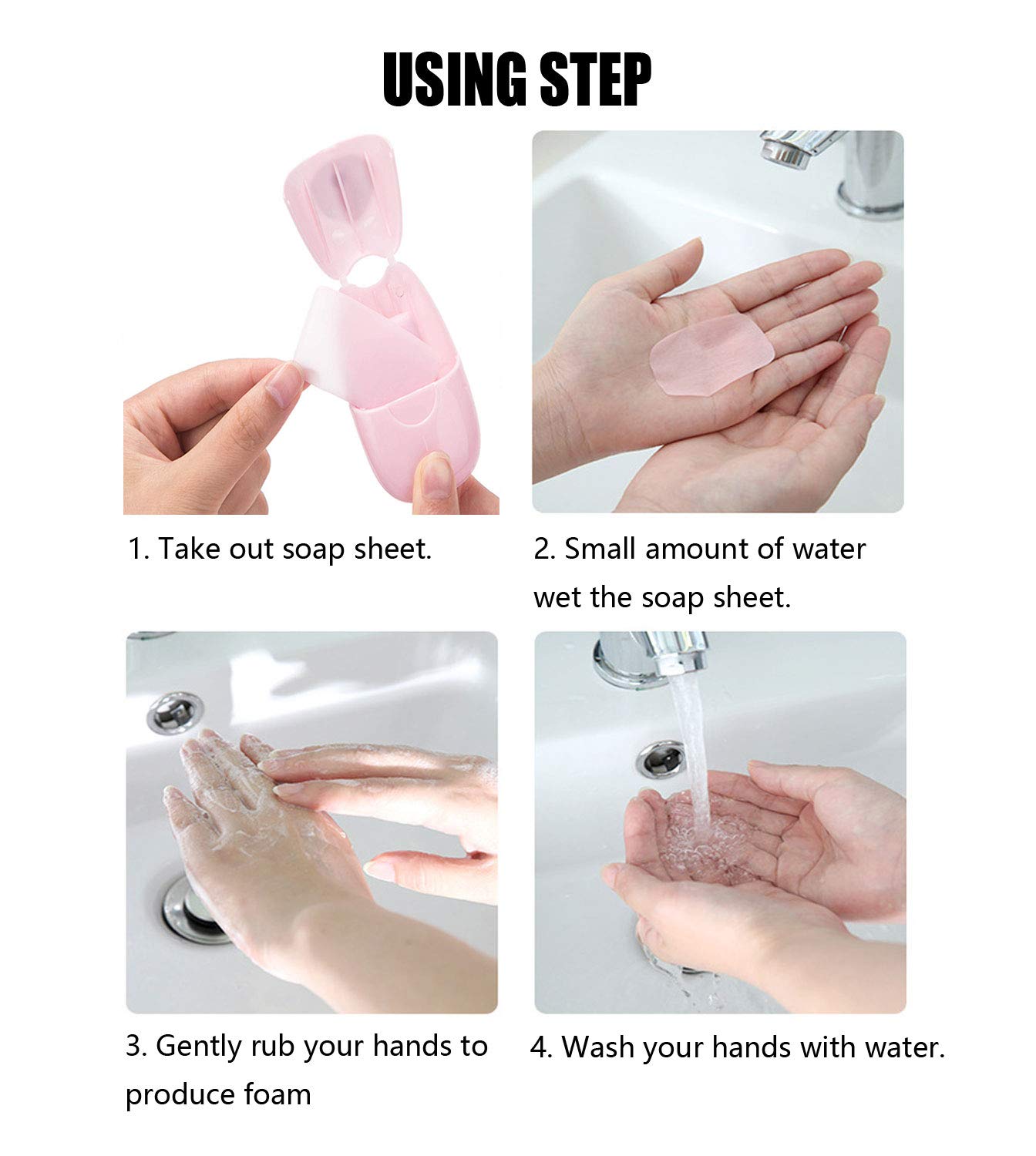 KISEER 4 Boxs (200 Sheets) Mini Portable Travel Soap Paper Sheets Disposable Hand Washing Bath Scented Paper Soap for Outdoor, Camping Hiking