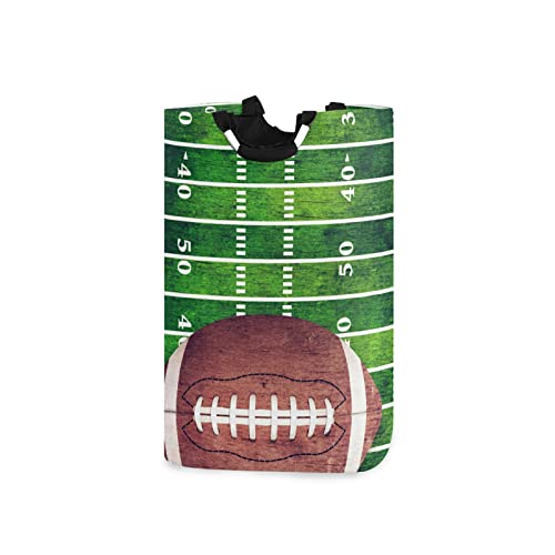 ALAZA American Football Field and Ball Laundry Basket with Handles, Durable Laundry Hamper Bag Collapsible Cloth Storage Bin for Home Bedroom Bathroom College Dorm