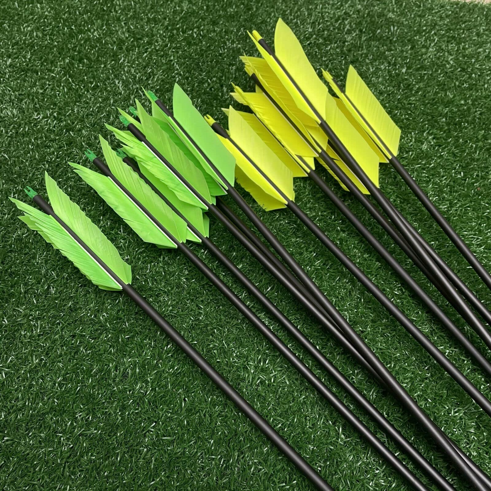 6/12pcs Archery Carbon Arrows 30" Bow Target Hunting Arrow 4 Turkey Feather (Yellow,12pcs)