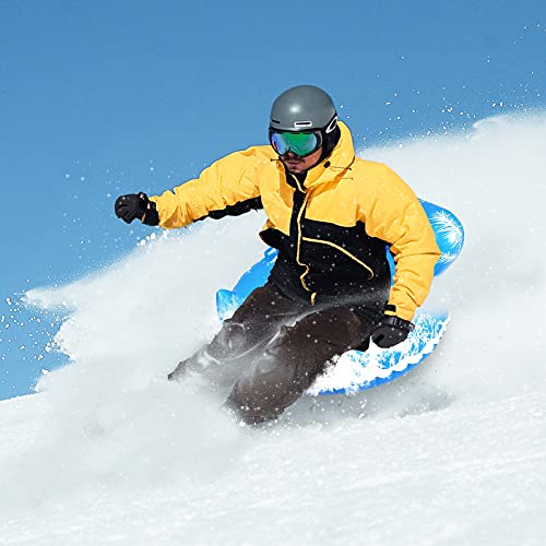 45 Inch Durable Large Inflatable Snow Sled with Reinforced Handle Heavy Duty Snow Scene Sledding for Teenagers and Adults (Blue, 45in)