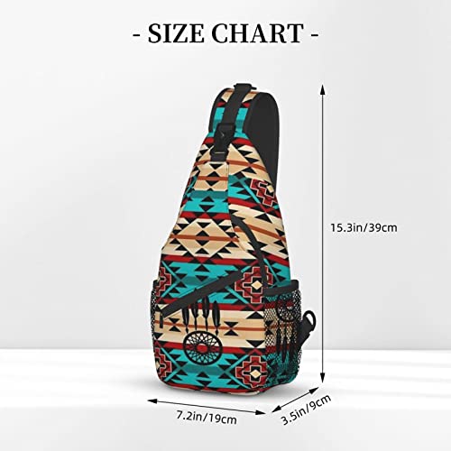 ASYG Cute Native American Sling Bag Crossbody Chest Daypack Casual Backpack American Indian Shoulder Bags for Women Men