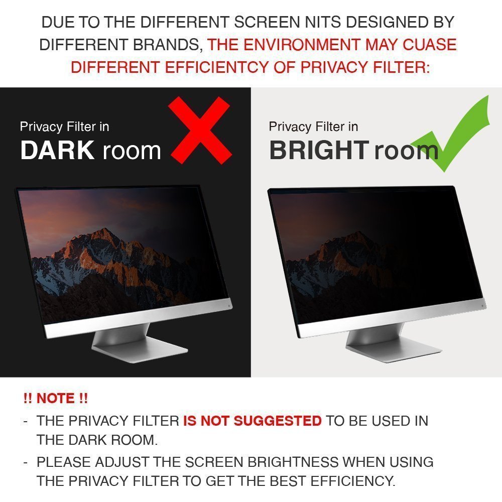 Hanging Computer Privacy Screen Panel,Compatible with 23'', 23.6'', 23.8'', 24 inch Desktop PC Computer Monitor- Anti-UV Eye Protection-16:9/16:10 Aspect Ratio(W 21.2" X H 13.4")