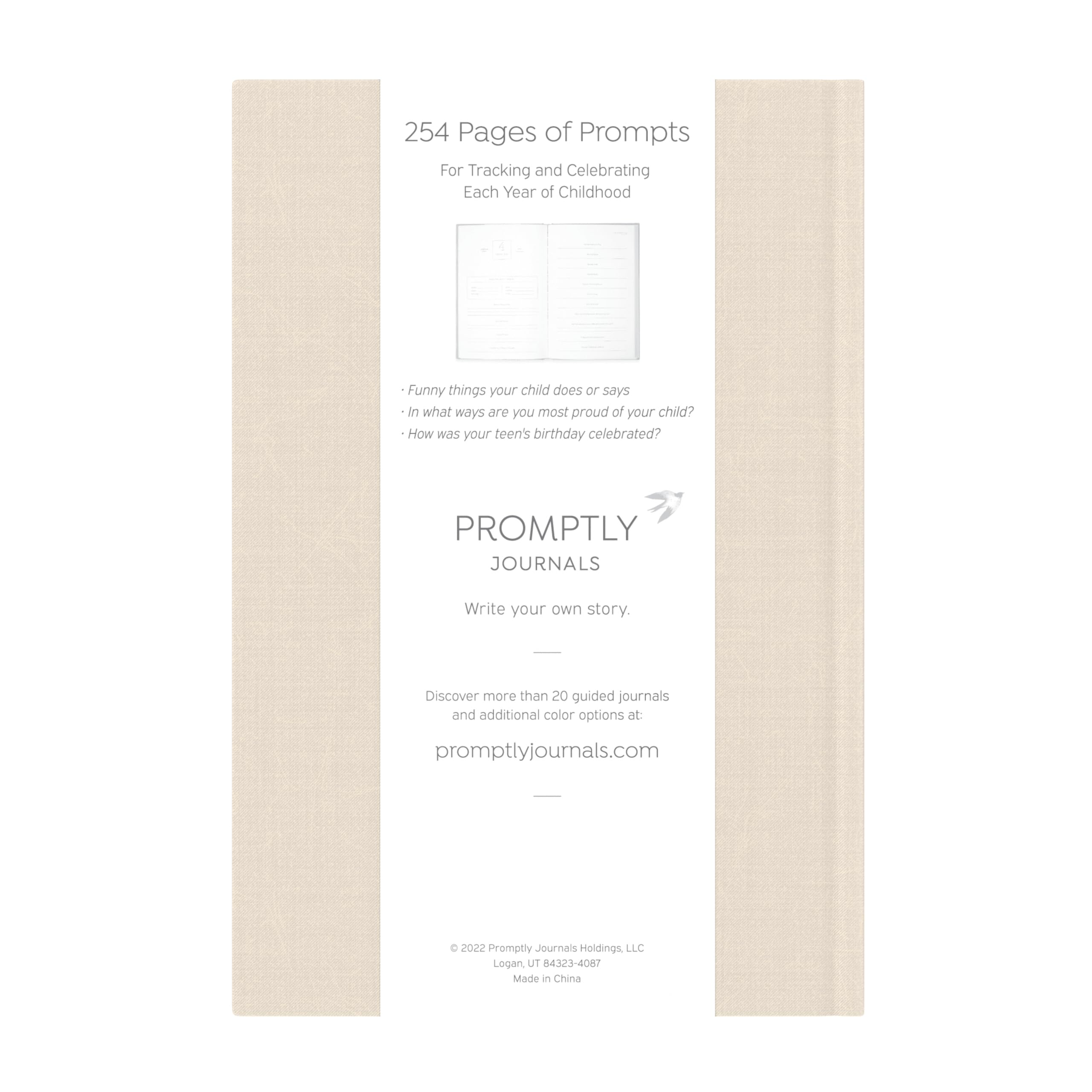 Promptly Journals, A Complete Childhood History: From Pregnancy to 18 Years Old (Sand, Tan, Linen) | Baby Book and Pregnancy Journal | Baby Memory Book