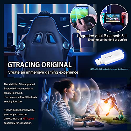 GTRACING Gaming Chair with Speakers Bluetooth Music Video Game Chair Audio Ergonomic Design Heavy Duty Office Computer Desk Chair(Blue)