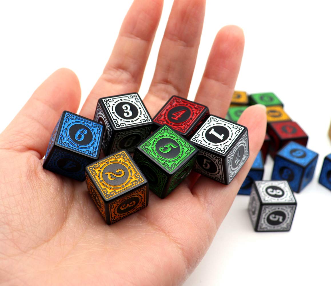 CREEBUY 16Pcs Dice Counters Token Loyalty Dice D6 Glitter Dice Cube Compatible with MTG,Magic The Gathering, CCG, Card Games Accessory(Nebula Dice)