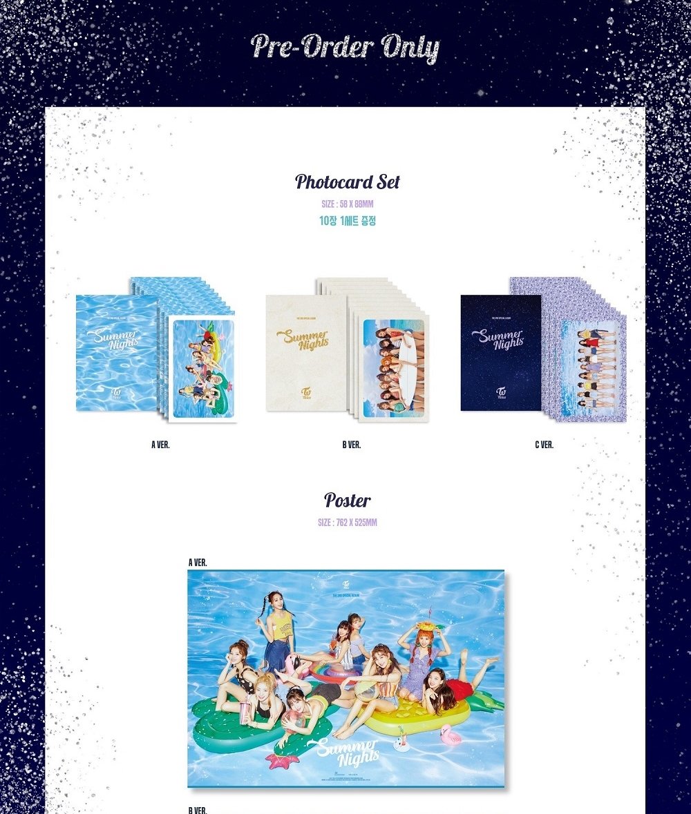 JYP TWICE - Summer Nights [C ver.] (2nd Special Album) CD+Photobook+Photocards+Folded Poster+Free Gift