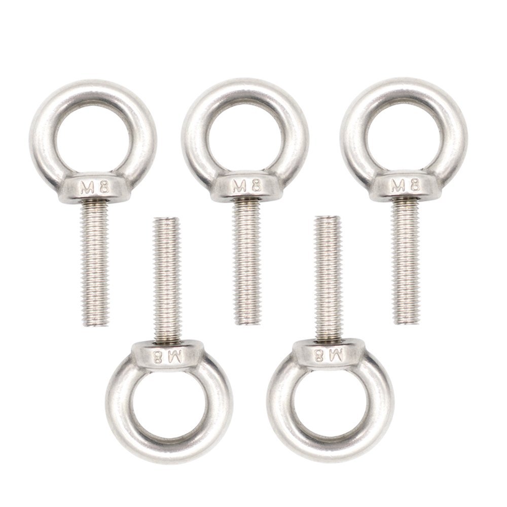 Eowpower 5 Pieces Stainless Steel M8 x 32 mm Ring Eye Bolts