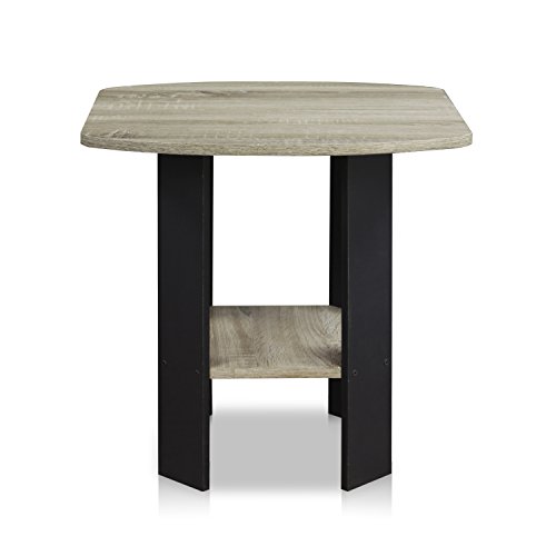 FURINNO Simple Design End Table, 2-Pack, French Oak Grey/Black