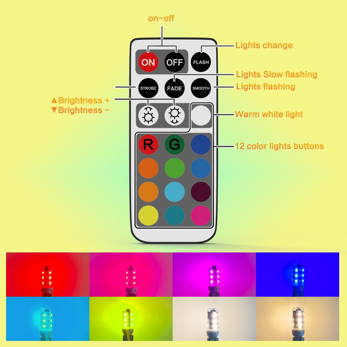 Aegislogic AEG G9 RGB Color Changing LED Bulbs, Remote Control & Dimmable, 2W Replaces 20W Halogen, 4 Moods, T4 Bi-Pin Base, 300LM, 3000K (2 Pack) - Color Changing Light Bulb with Remote