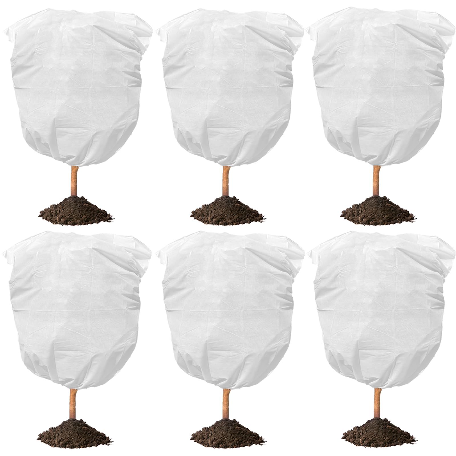 6 Pack Plant Covers Frost Protection Bag Winter Drawstring Plant Covers Winter Reusable Plants Jacket for Fruit Tree Shrub Potted Plants (24" x 31.5")