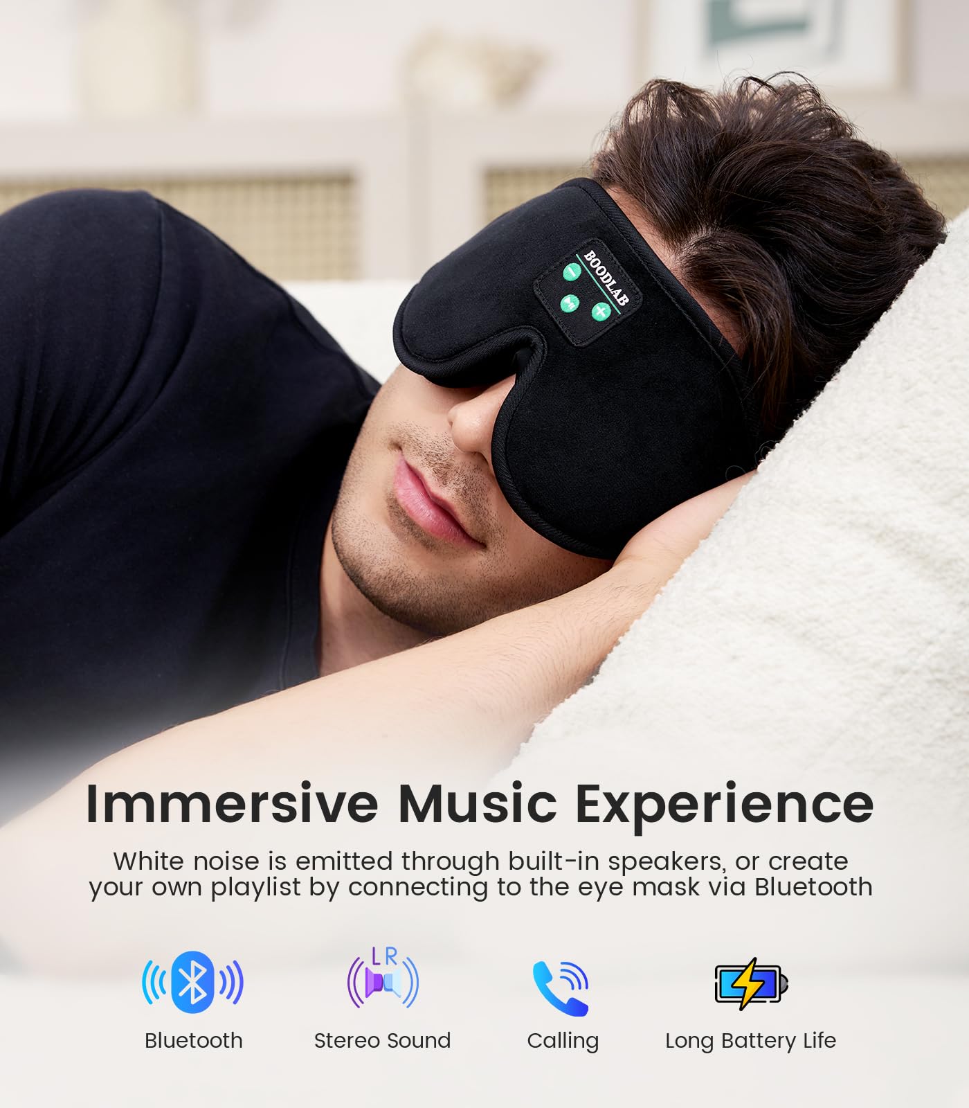 Boodlab Sleep Headphones Bluetooth Sleep Mask, 3D Sleep Eye Mask with Ultra-Thin HD Stereo Speakers Washable Adjustable for Sleeping Side Sleepers, Air Travel,Yoga,Meditation,Holiday Purple