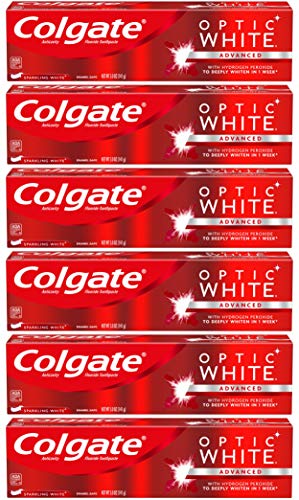 Colgate Optic White Whitening Toothpaste, Sparkling White - 5 Ounces (6 Pack)