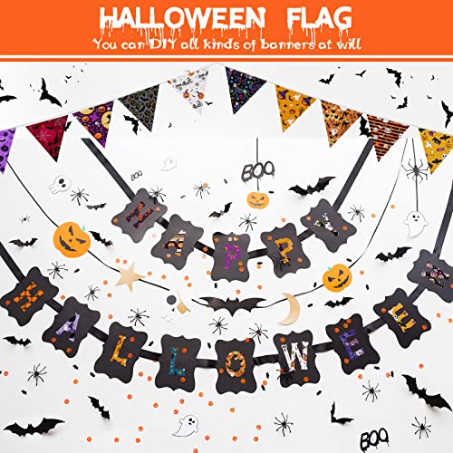 60 Pcs 10 x 10 Inch Halloween Fabric Polyester Fabric Bundle Fat Quarters Bat Pumpkin Ghost Skull Print Fabric Squares Holiday Quilting Fabric for DIY Decorations Sewing Craft, 30 Styles (Ghost)
