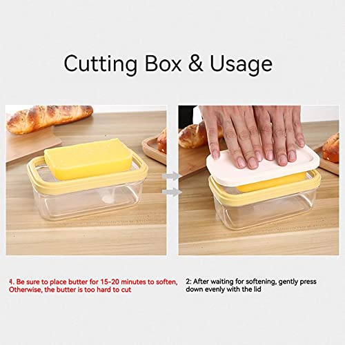 Donfafecuer Butter Slicer Cutter Stainless Steel, Butter Dish Container with Lid, Refrigerator Suitable for Easy Cutting of Two 7oz Butter Sticks