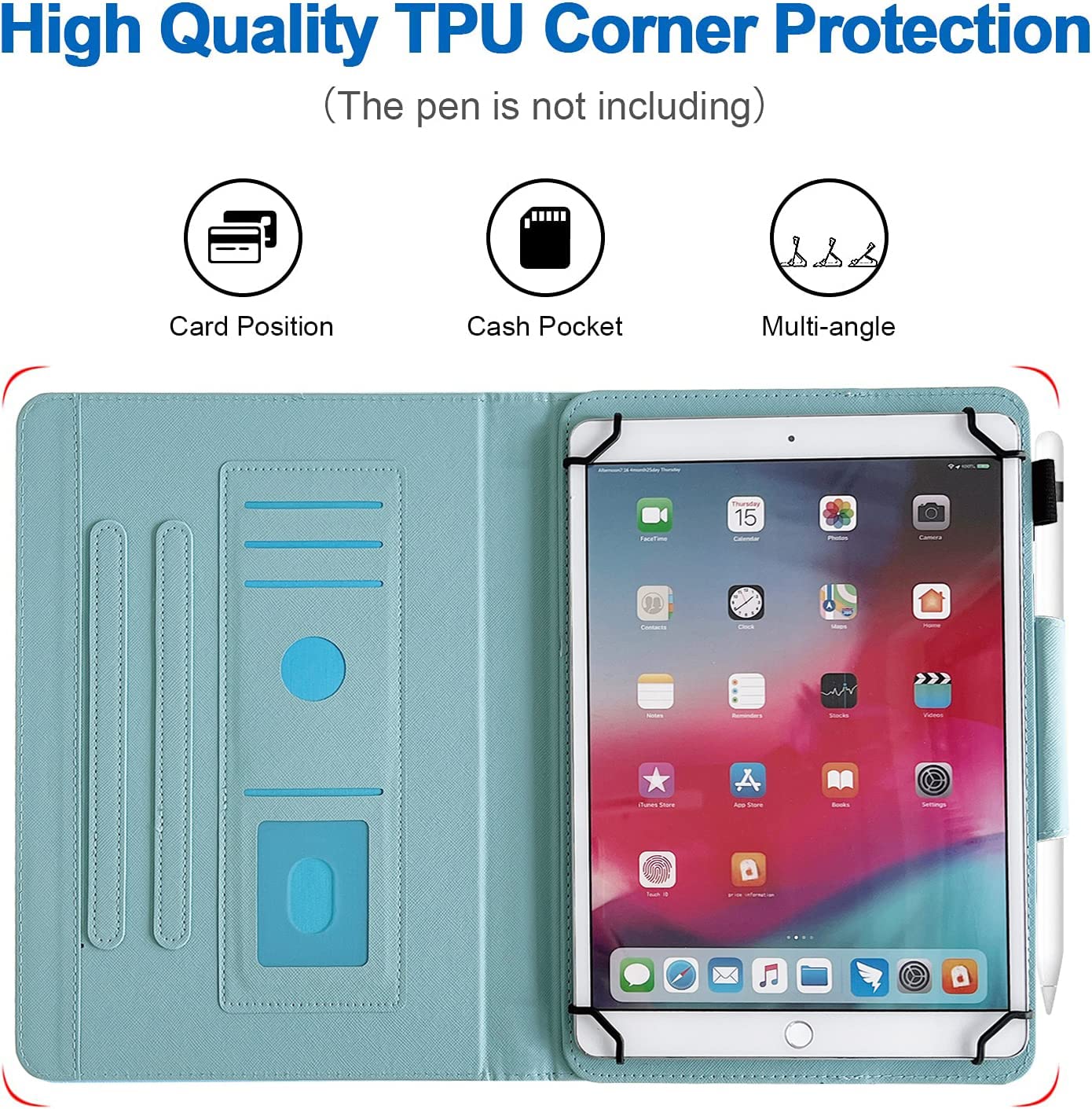 9.5-10.5 inch Tablet Universal Case, Synthetic Leather Case Cover for iPad Air,New iPad 5th/6th Gen, Samsung Galaxy Tab A 10.1/Tab E 9.6 and More 9.5-10.5inch Tablet, Purple Butterfly
