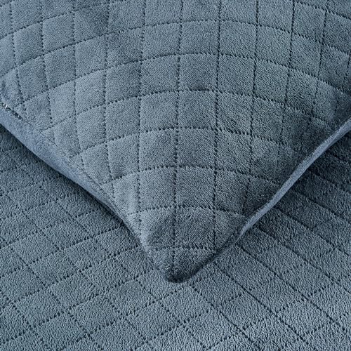 Cupocupa Velvet Comforter Set; 3 Pieces Ultra Soft Plush Warm Bedding Comforters ;Modern King Comforter Sets for Fall and Winter (Navy Blue King)