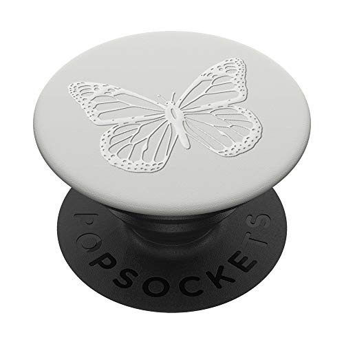 White Butterfly Phone grip on light Silver PopSockets Swappable PopGrip